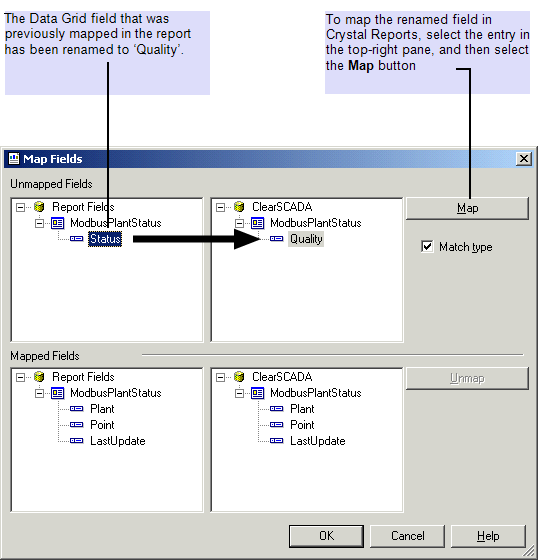 Crystal Reports Driver Guide - Map Field Changes to a Custom Table (Working with Geo SCADA ...